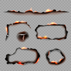 Paper burn hole flame edge effect burnt Royalty Free Vector