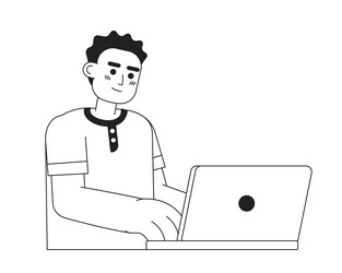 Professional programmer typing on laptop semi Vector Image