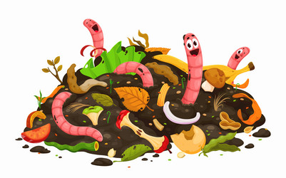 Cartoon earth worm character in compost soil Vector Image