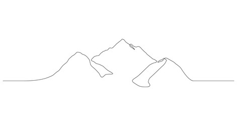Mountain landscape drawn in one line continuous Vector Image