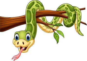 Cartoon snake on a tree branch Royalty Free Vector Image