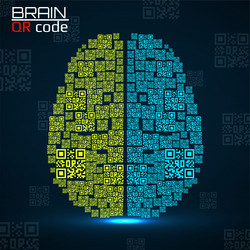 Qr code brain silhouette human brain with Vector Image