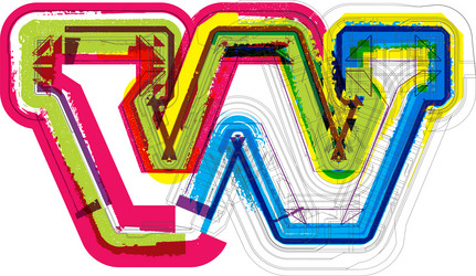 Art sketched fonts uppercase symbols letter w Vector Image