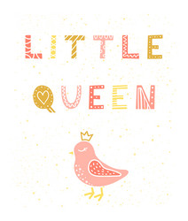 Hand drawn black lettering little queen Royalty Free Vector