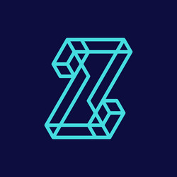 Letter z block line modern geometric logo Vector Image