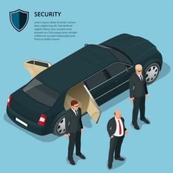 Security officers protects car with vip person Vector Image