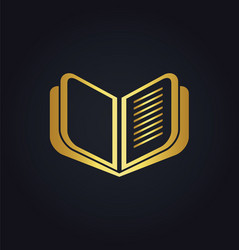 Open book icon gold logo Royalty Free Vector Image