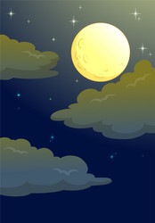 Night sky moon and clouds Royalty Free Vector Image