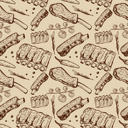 Seamless border template meat products Royalty Free Vector