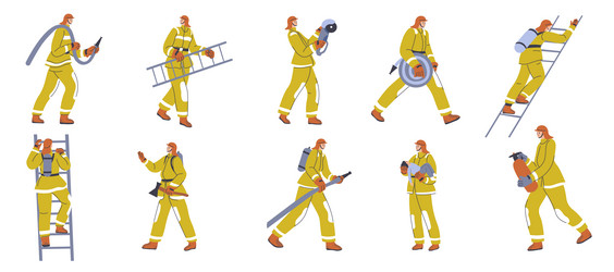 Firefighter with fire suit in doodle style Vector Image