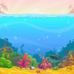 Cartoon seamless underwater background Royalty Free Vector