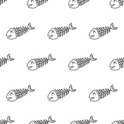 Dead fish cool picture in blue and black outline Vector Image