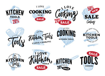 Simple kitchen sale logo design template Vector Image