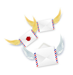 Paper envelope with angel wings letters be my Vector Image