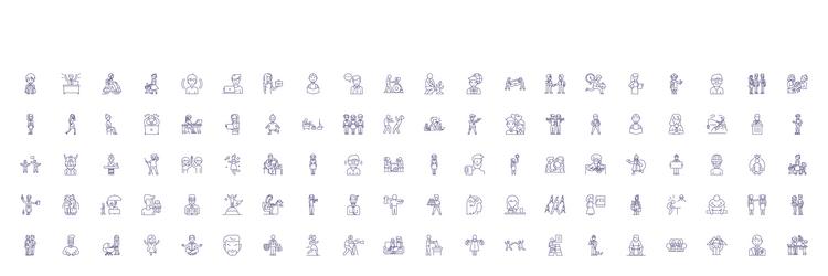 Daily routine line icons signs set design Vector Image