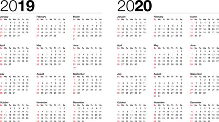 Calendar for 2017 2018 2019 2020 Royalty Free Vector Image