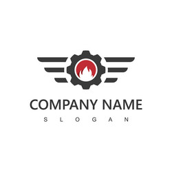 Engineering logo template gear and flame element Vector Image