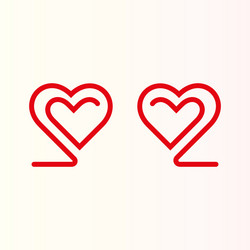 Two beautiful hearts in love one line hugging Vector Image