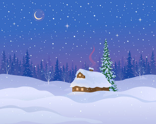 Beautiful winter hut Royalty Free Vector Image