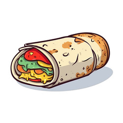 Burritos hand-drawn mexican burrito wrap doodle Vector Image
