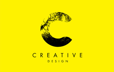 Letter c design logo with creative tree branch Vector Image