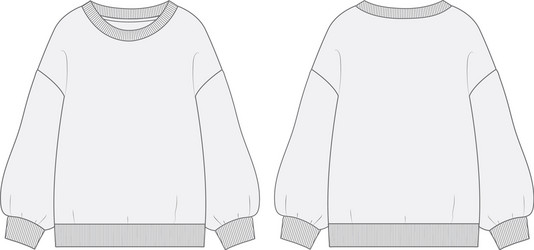 Fleece jacket fashion flat sketch template Vector Image