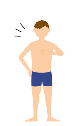 Boy student in swimsuitpointing and advising Vector Image