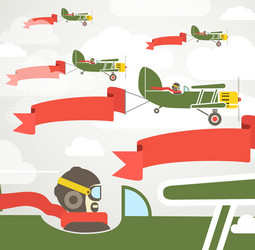 Flying vintage plane with the banner Royalty Free Vector