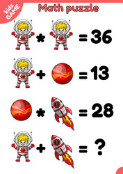 Math space game puzzle for training kids Vector Image