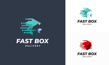 Fast box delivery logo designs concept pixel box Vector Image