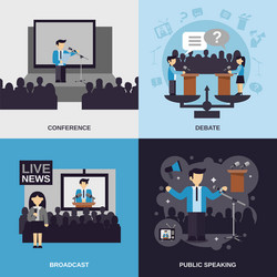 Speaker set public speaking communication Vector Image