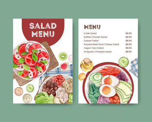 Menu template with healthy salad Royalty Free Vector Image