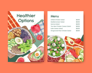 Menu template with healthy salad Royalty Free Vector Image