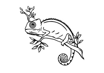 Abstract chameleon outline style Royalty Free Vector Image