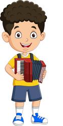 Cartoon little boy playing piano Royalty Free Vector Image
