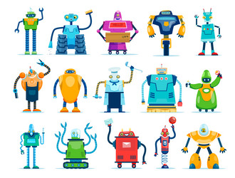 Cartoon robot characters android robotic cyborgs Vector Image