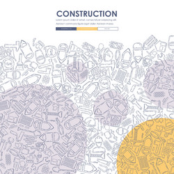 Construction doodle website template design Vector Image