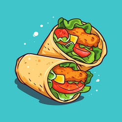 Chicken tortilla wrap hand-drawn wrap Royalty Free Vector