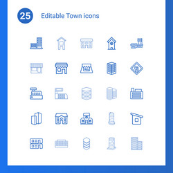7 town icons Royalty Free Vector Image - VectorStock