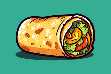Chicken tortilla wrap hand-drawn wrap Royalty Free Vector