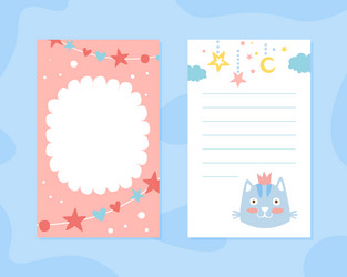 Cute childish lined note sheets set notebook Vector Image