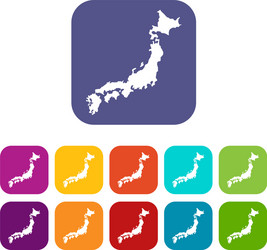 Map of japan icons set Royalty Free Vector Image