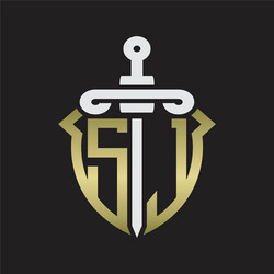 Sj logo monogram with emblem style isolated Vector Image