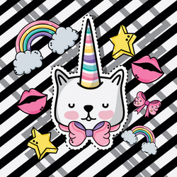 Set fashion cute patch decoration design Vector Image