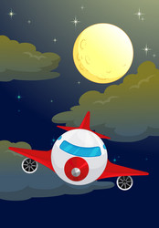 Plane night flying Royalty Free Vector Image - VectorStock