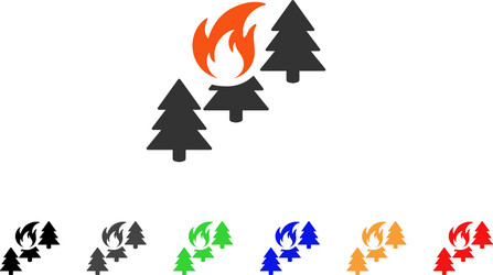 Forest fire icon with bonus clipart Royalty Free Vector