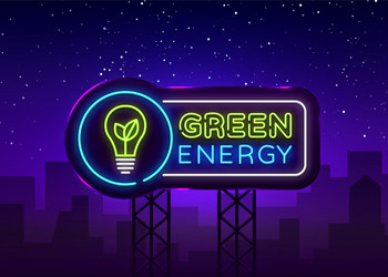 Green energy neon sign eco design Royalty Free Vector Image