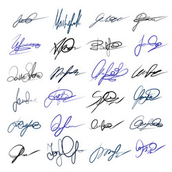 Autographs set collection of signatures Royalty Free Vector