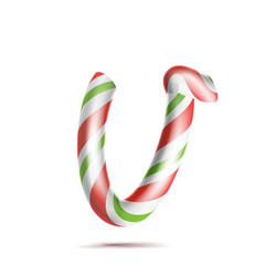Letter e 3d realistic candy cane alphabet Vector Image