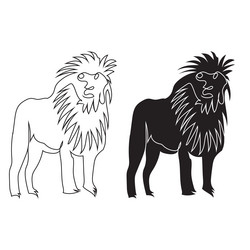 Lion back side line art drawing style Royalty Free Vector